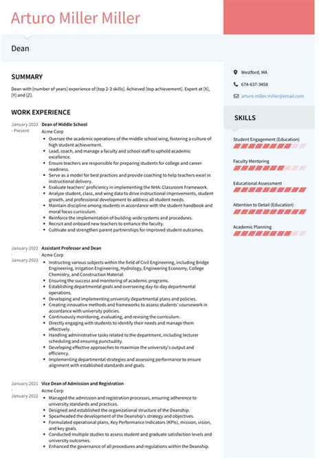 Dean Resume Examples And Templates