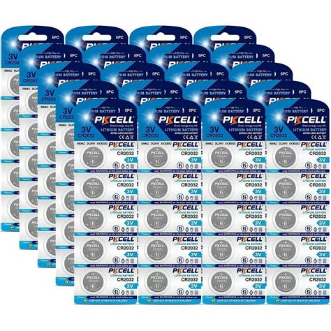 PKCELL CR2032 3V Lithium Battery CR 2032 Button Coin Cell 100 Pack