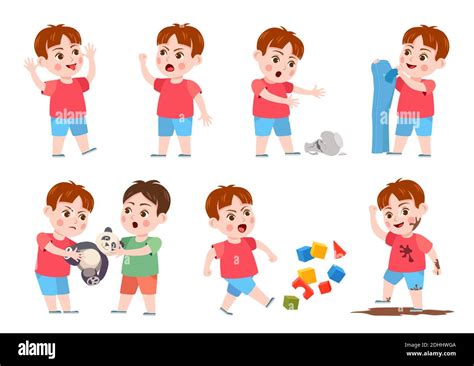 Mauvais Comportement Des Enfants Boulades Faisant Des Mess Des Cris