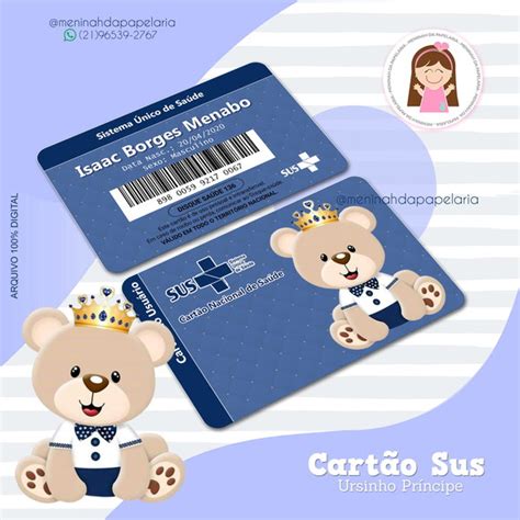 Cartão Sus tema ursinho príncipe Arquivo Digital Elo7