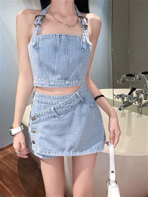 Kad N Tak M Elbise Denim Yaz B L Nm Kay K Sa Etek Seti Kad
