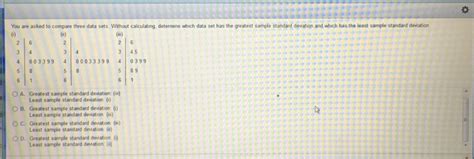 solved you are asked to compare three data sets without