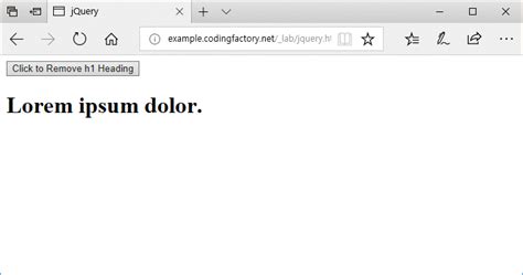 jquery method remove 선택한 요소를 제거하는 메서드 coding factory