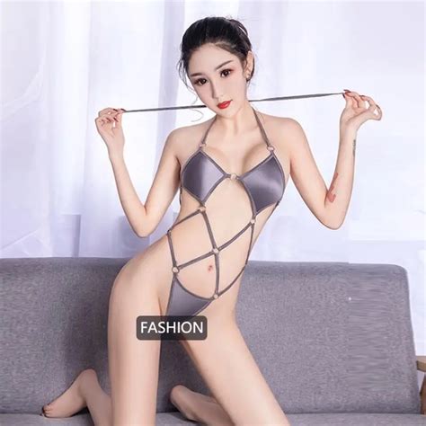Seksi kadınlar yüksek kesim Bodysuit elmas Hollow Out Bodycon bandaj