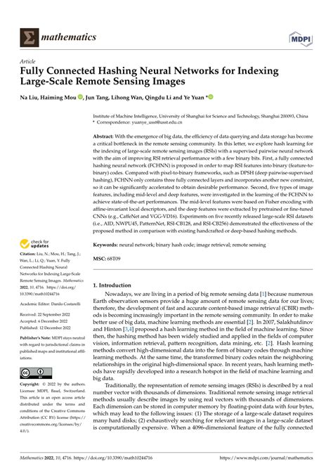 pdf fully connected hashing neural networks for indexing large scale remote sensing images