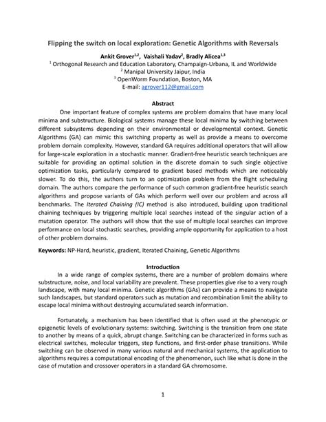 pdf flipping the switch on local exploration genetic algorithms with reversals