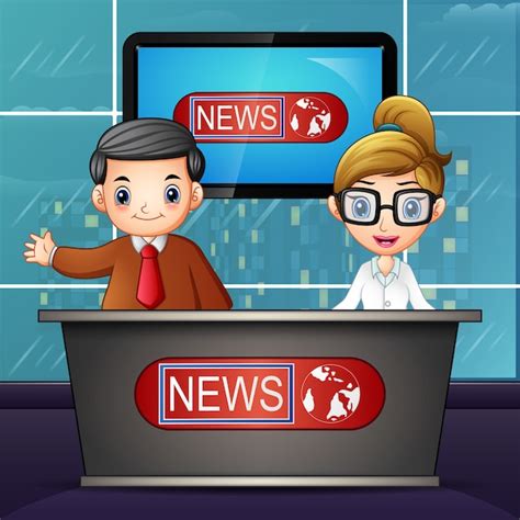 Presentador de noticias en televisión Vector Premium
