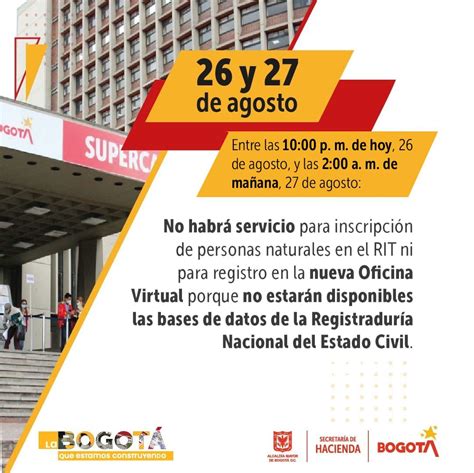 Hacienda Bogotá on Twitter ATENCIÓN Hoy 26 de agosto desde las 10