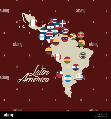 La carte de l Amérique latine avec les drapeaux de pays design coloré