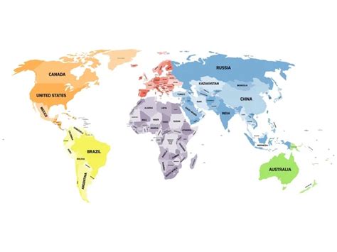 Vetores De Mapa Do Mundo Dividido Em Seis Continentes Cada Continente
