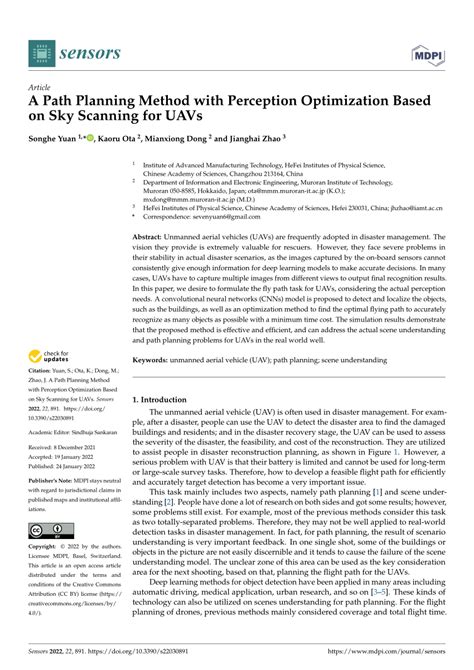 pdf a path planning method with perception optimization based on sky scanning for uavs