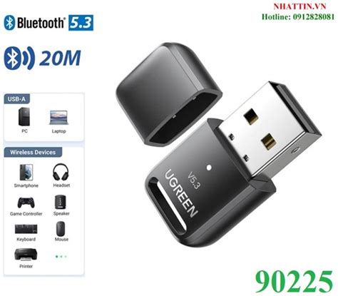 Thiết bị USB Bluetooth 5 3 Dongle cho PC chính hãng Ugreen 90225 cao cấp