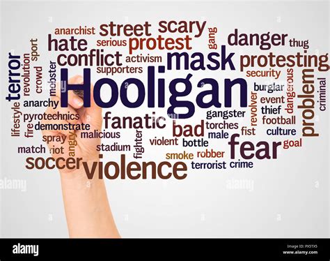 Hooligan Word Cloud And Hand With Marker Concept On White Background