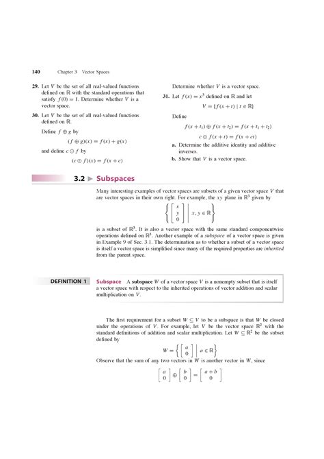subspaces ddqd 140 chapter 3 vector spaces let v be the set of all real valued functions