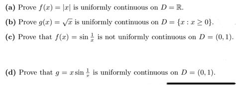 solved a prove f x x is uniformly continuous on