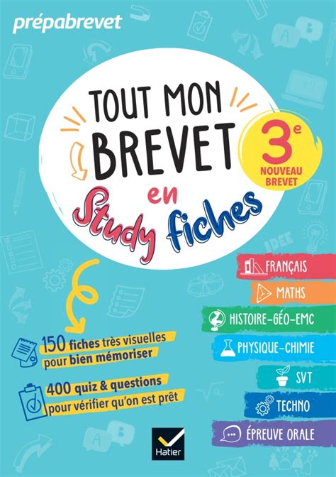 Tout mon brevet 2024 en studyfiches 3e toutes les matières