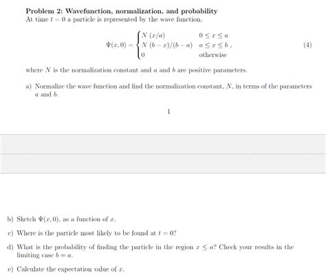 solved problem 2 wavefunction normalization and