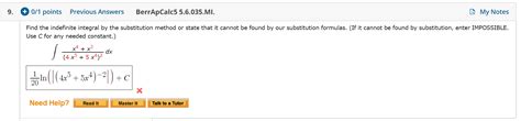 solved find the indefinite integral by the substitution