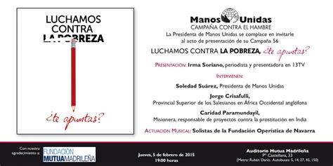 Manos Unidas lanza su campaña anual Luchamos contra la pobreza te
