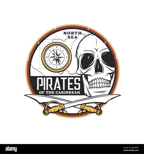 Pirate Skull Vector Icon With Caribbean Pirate Skeleton Crossed Swords