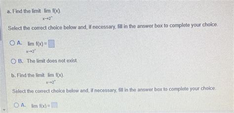 solved x a find the limit limf x select the correct
