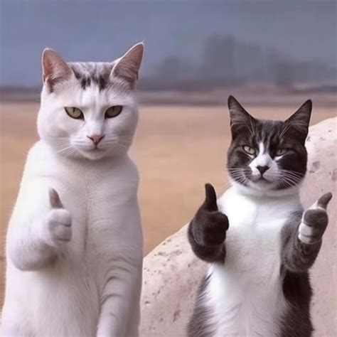 Premium AI Image Two Cats Giving Thumbs Up And One Has The Other