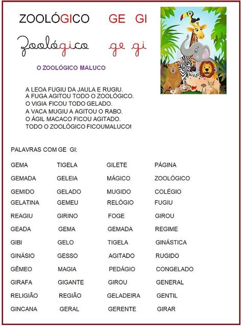 Lista De Palavras Sílabas Complexas GE GI Palavras Kids Rewards
