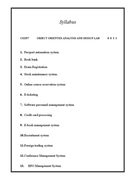 cs8582 object oriented analysis and design lab manual pdf pdf unified modeling language