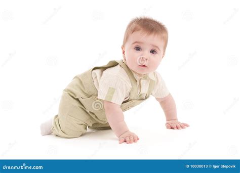 Retrato Del Bebé Adorable De Los Azul ojos Que Se Acuesta Imagen de