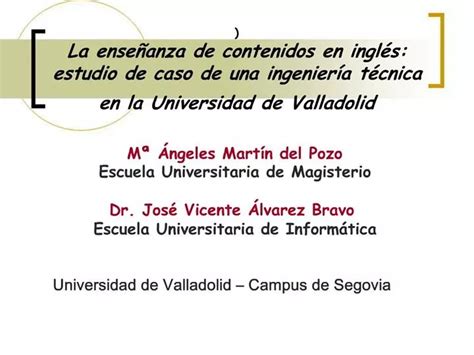 PPT La Ense Anza De Contenidos En Ingl S Estudio De Caso De Una
