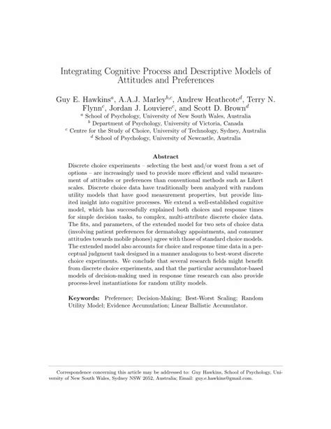 pdf integrating cognitive process and descriptive models of · integrating cognitive