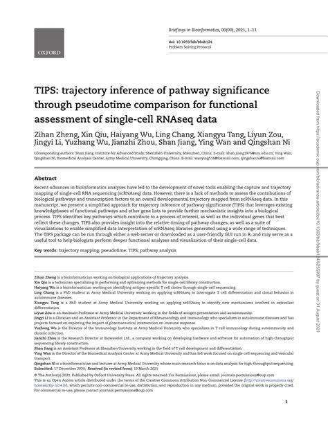 pdf tips trajectory inference of pathway significance through pseudotime comparison for