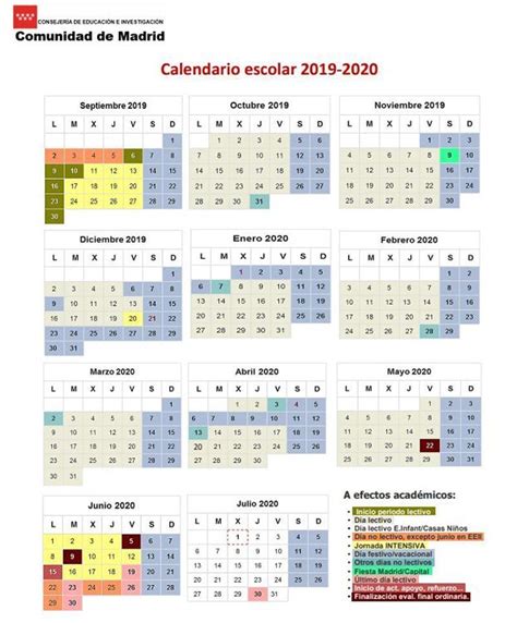 Calendario escolar 2019 2020 por comunidades y ciudades autónomas