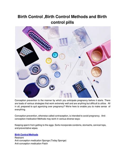 Different Birth Control Methods Telegraph