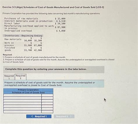 solved exercise 3 3 algo schedules of cost of goods