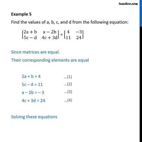 example 5 find values of a b c d [2a b a 2b examples