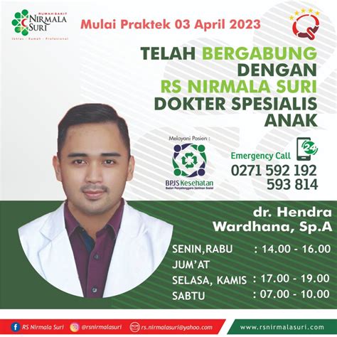 Telah Bergabung Dokter Spesialis Anak Baru Di RS Nirmala Suri Rumah