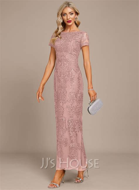 US 184 00 Sheath Column Boat Neck Ankle Length Lace Evening Dress