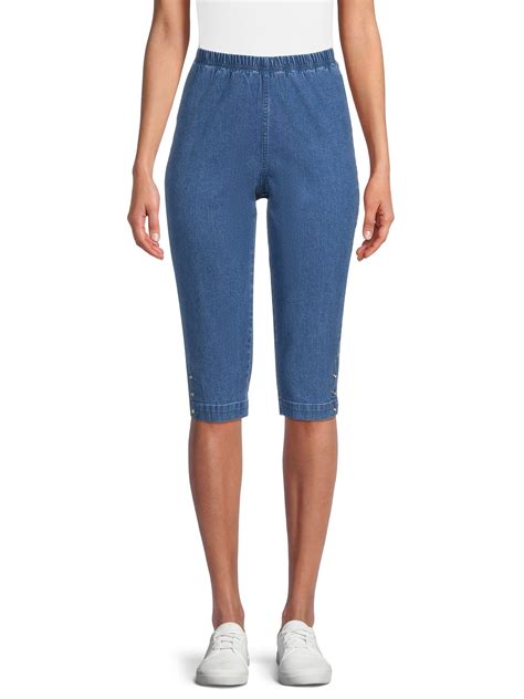 Real Size Women S Pull On Stretch Bling Capri Walmart