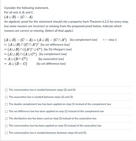 solved consider the following statement for all sets a b
