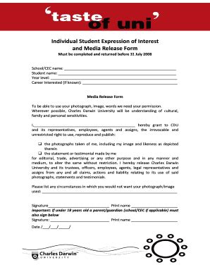 Fillable Online Cdu Edu Individual Student Expression Of Interest And