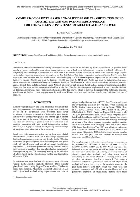 pdf comparison of pixel based and object based classification using parameters and non
