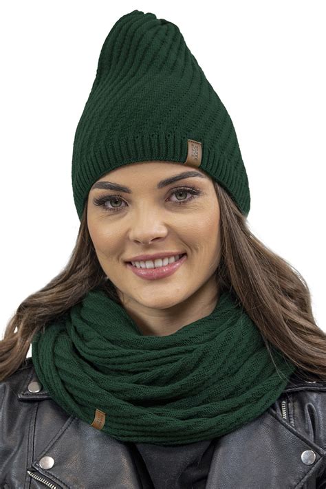 Vivisence 7017Kmpl Komplet Czapka Komin Zielony Zielony Moda I
