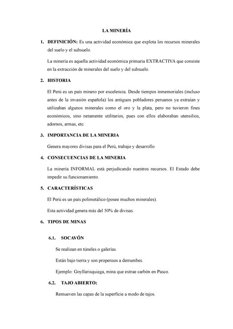LA Minería Gene enfermeria comunitaria LA MINERÍA DEFINICIÓN Es