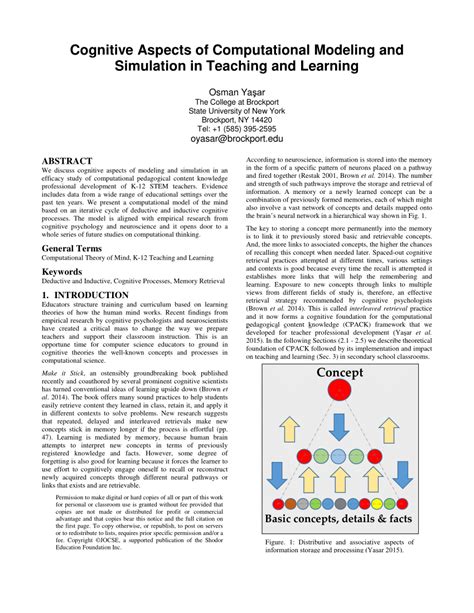 pdf cognitive aspects of computational modeling and simulation in teaching and learning