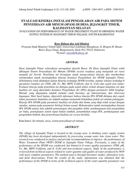 PDF EVALUASI KINERJA INSTALASI PENGOLAHAN AIR PADA SI DOKUMEN TIPS