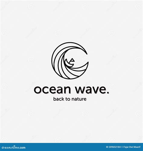 Minimalist Ocean Wave Logo Vector Line Art Design Illustration Of