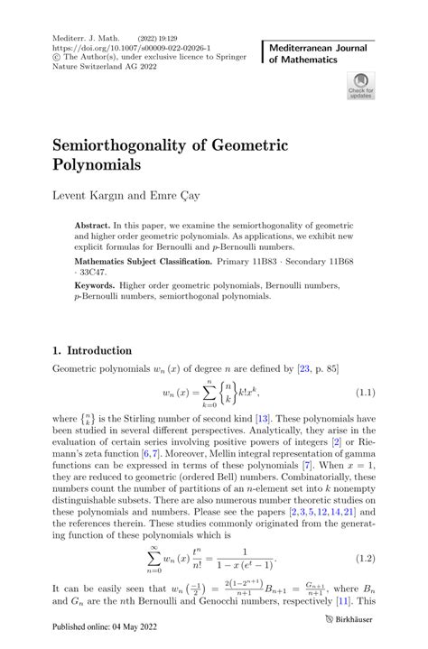 pdf semiorthogonality of geometric polynomials
