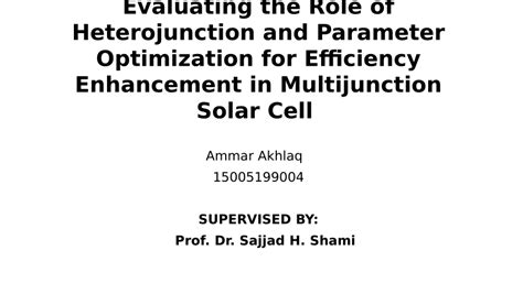 pdf parameter optimization in multijunction solar cell