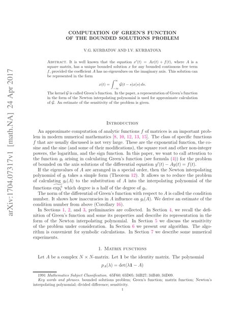pdf computation of green s function of the bounded solutions problem